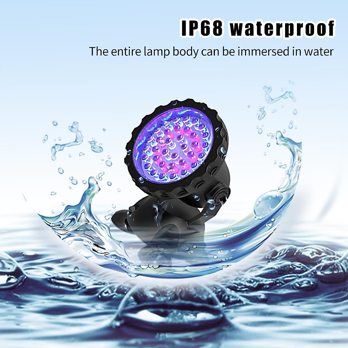 SOAMOEU Set of 4 RGB Color Changing Spotlights, Pond Lights LED Underwater Fountain Lights, IP68 Waterproof Diving Lights, Brightness, Color Changing Speed ​​Adjustable, Base with Suction Cup