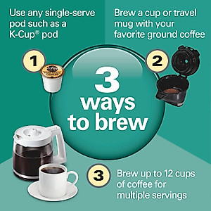 Hamilton Beach FlexBrew Trio 2-Way Coffee Maker, Compatible with K-Cup Pods or Grounds, Single Serve & Full 12c Pot, White with Stainless Steel Accents, Fast Brewing