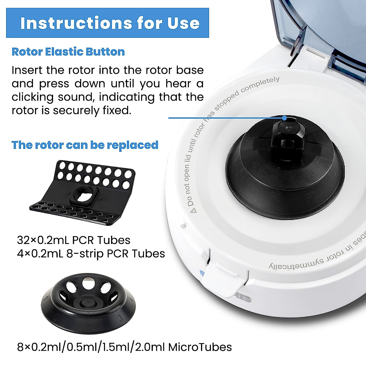 ONiLAB's Scientific Mini Centrifuge 7000RPM, 2680 x g RCF, Lab Benchtop Centrifuge with 2 Rotors for 8 x 0.2/0.5/1.5/2.0ml and 0.2mL×32 PCR Strips, Low Noise≤45dB, 100-240V
