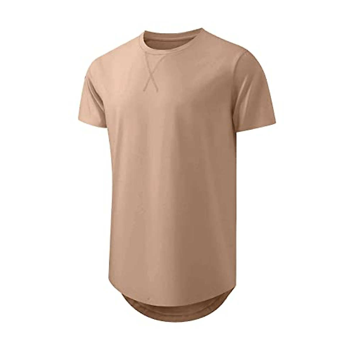 JMIERR Men's 3 Pack Cotton Hipster Hip Hop Longline Crewneck T-Shirt, Short Sleeve T Shirts for Men Pack, US 43(L), Black/Dark Grey/Khaki