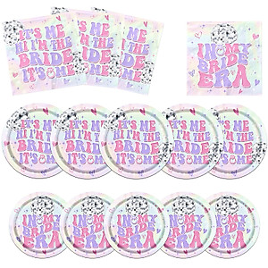Iridescent Its Me Hi Im The Bride Its Me Tableware, 60 Pcs Iridescent Bachelorette Party Decorations includes In My Bride Era Plates and Its Me Hi Im The Bride Its Me Napkins for Bridal Shower