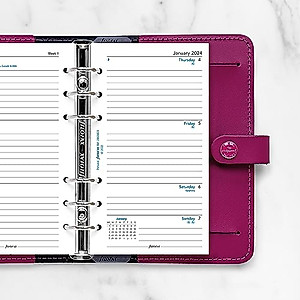 Filofax Calendar Diary Refill, Personal/Compact Size, Week-to-View, White Paper, Ruled, English, 2024 (C68418-24)