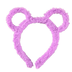 KUFptva Women Mouse Bear Ears Headband Winter Thick Plush Hair Hoop Round Ear Hairband Makeup Bandana Hair Accessories (PL)