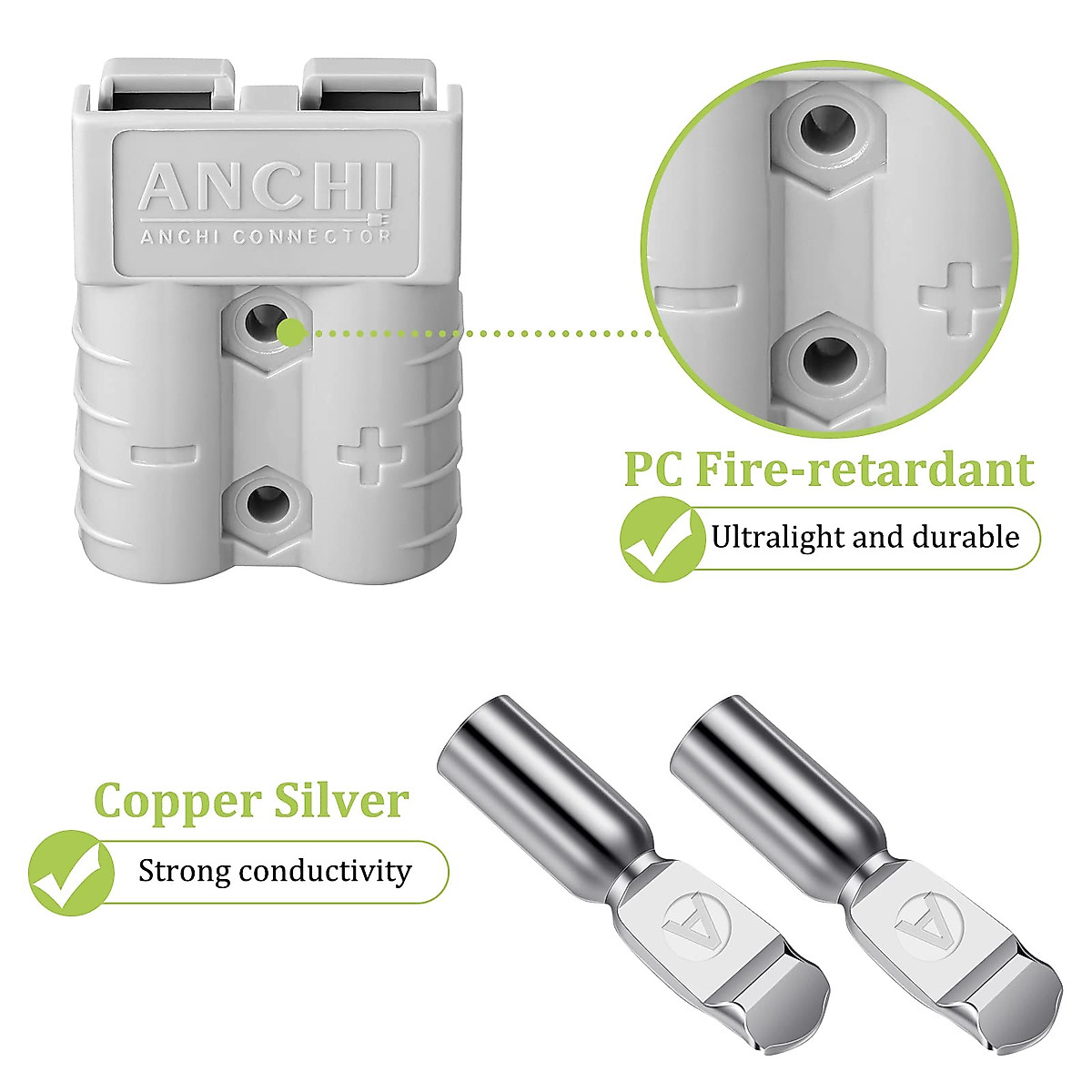 8 Pcs 10-12 Gauge Battery Quick Connector 50 Amp Battery Quick Connect Disconnect with 10/12 AWG, Wire Harness Plug Kit Cables Connect Disconnect Plug for Motor Recovery Winch Trailer Towing Systems