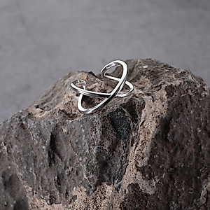 STJERNES 3Pcs 925 Sterling Silver Dainty Ring High Polished Stackable Adjustable Ring Eternity Bands Minimalist Jewelry