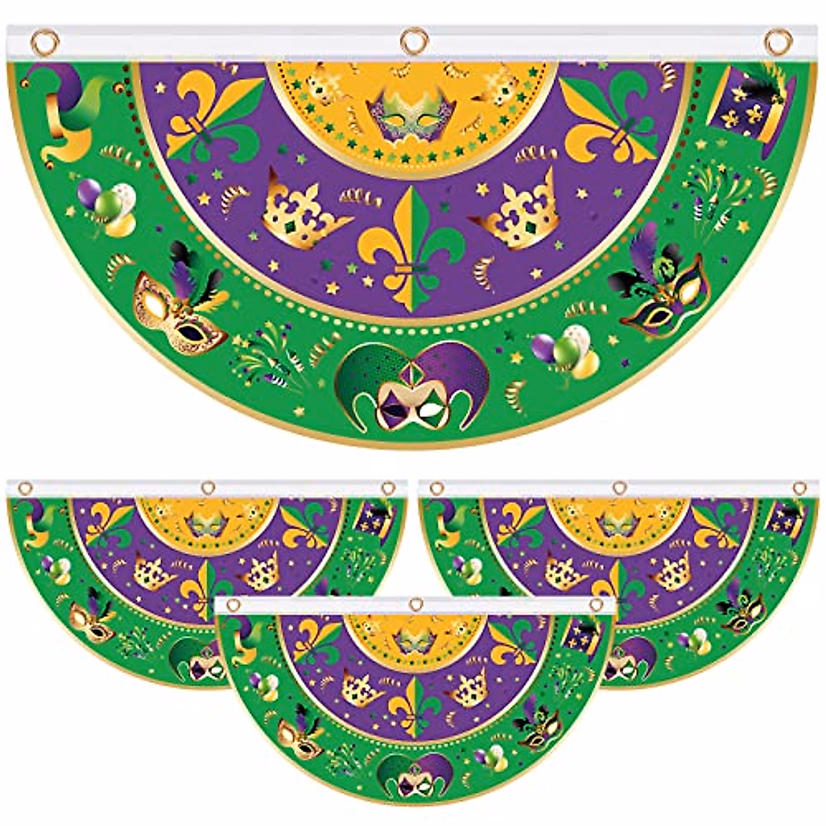 4 Pack Mardi Gras Carnival Garden Flag Banner Outdoor Decoration, Yard Flags House Yard Indoor Seasonal Decoration Sign(Purple/Green/Yellow,24 x 48 Inch)