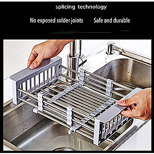 CARNAVAL Retractable Stainless Steel Sink Strainer Drain, Telescopic Drain Basket with Adjustable Armrest, Kitchen Rack Drain Basket, Over The Sink Dish Drying Rack.