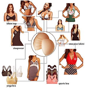 WMugthome 3 Pairs Sewn Bra Pads Push Up of Triangle Inserts for Replacements Bikini Top and Sports Swimsuit Bra Inserts(Beige-B CUP)