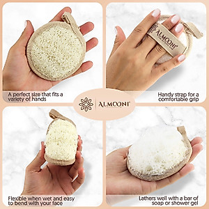 Premium Exfoliating Loofah Pad Body Scrubber, Back Scrubber and Facial Loofah Bundle, Made with Natural Egyptian Loofah Sponge That Gets You Clean, Not Just Spreading Soap