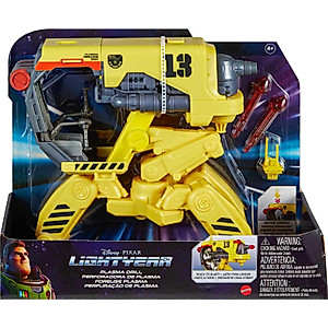 Mattel Disney and Pixar Lightyear Plasma Drill Vehicle, Expandable with Swappable Blaster & 3 Projectiles, Collectible Toy Inspired by the Movie