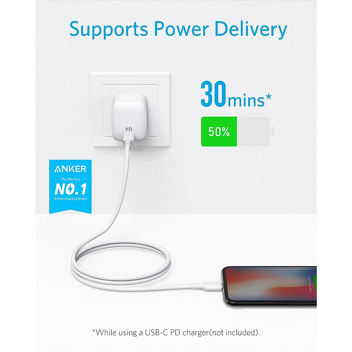 Anker USB C to Lightning Cable, Powerline II [10ft, 2-Pack, MFi Certified] Extra Long Charging Cord for iPhone 13 13 Pro 12 Pro Max 12 11 X XS XR 8 Plus, AirPods Pro, Supports Power Delivery (White)