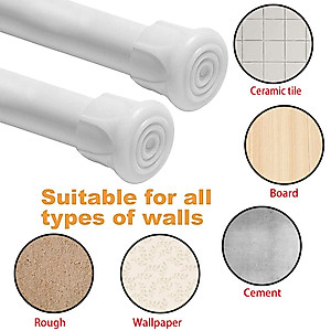 Goodtou 5 Pack Spring Tension Rods for Windows 28 to 48 Inch Adjustable White Tension Curtain Rods No Drilling Small Spring Loaded Curtain Rods for Closet Cupboard Bar