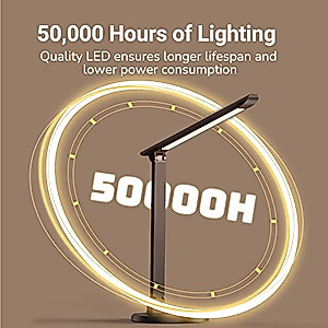 soysout LED Desk Lamp, Eye-Caring Table Lamp with USB Charging Port, 5 Lighting Modes with 7 Brightness Levels, Touch Control, 12W (Black)