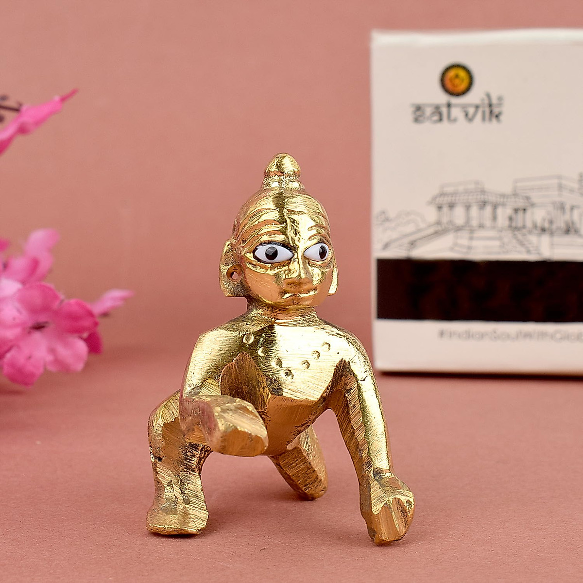 Craftsman Brass Laddu Gopal Ji Idol Kanha Ji Murti/Statue Indian Krishna Figurine Gopal Krishna Janmashtmi Kanha Makhan Chor Bal Gopal Murti for Krishnajanmashtmi Home and Temple (Size 0)