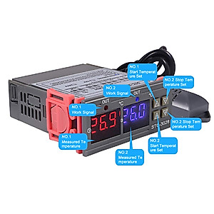 STC-3028 AC 110-220V 10A Digital Temperature Controller Dual Display Thermostat Thermoregulator Heating Cooling Switch Digital Hygrometer with SHT20 Probe (AC 110-220V)