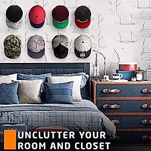 Upgraded Hat Hook for Wall,New Hat Racks for Baseball Caps,Cowboy Hat Rack Holder Organizer,Easy to Install, Multi-functional Hat Organizer (black)