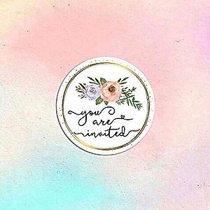 120 x Circle Party Stickers, Wedding Invitation Stickers, Save The Date Labels, You're Invited, Join Us, Be Our Guest, Engaged