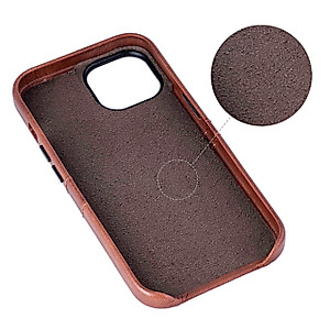 Dockem Card Case for iPhone 15 with Built-in Metal Plate for Magnetic Mounting & 2 Card Holder Pockets: Exec M2 Premium Synthetic Leather Wallet Case (iPhone 15, Brown)