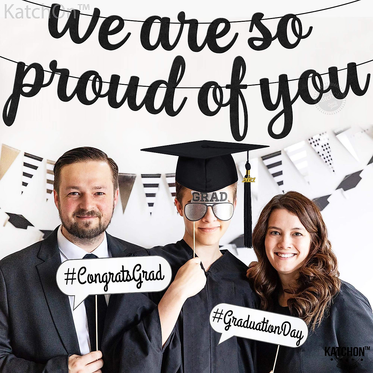 KatchOn, Felt We are So Proud of You Banner - 8 Feet, No DIY | Congratulations Banner 2024, Blue Graduation Decorations Class of 2024 | We are So Proud of You Sign for Air Force Decorations for Party