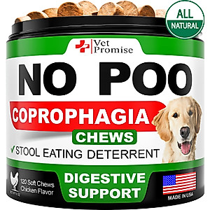 Vet Promise No Poo Chews for Dogs - Coprophagia Stool Eating Deterrent for Dogs - Prevent Dog from Eating Poop - Stop Eating Poop - Probiotics & Digestive Enzymes Supplement - Made in USA