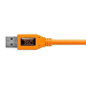 Tether Tools TetherPro Right Angle Adapter USB 2.0 to USB 2.0 Mini-B 5-Pin Pigtail Cable, 20", Orange