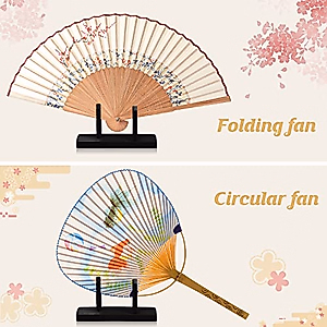 VOSAREA Bamboo Japanese Folding Fan Stand holder