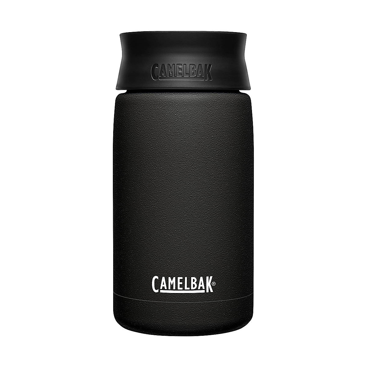 CamelBak Hot Cap Travel Mug, Insulated Stainless Steel, Perfect for taking coffee or tea on the go - Leak-Proof when closed - 12oz, Black