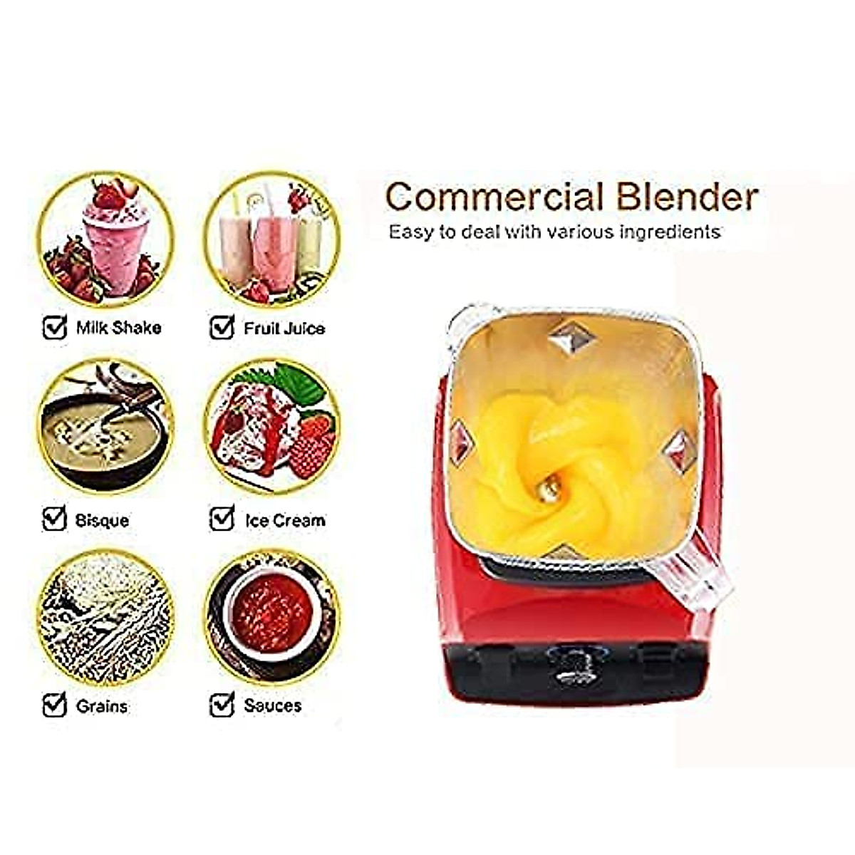 Powerful 4500-Watt Professional high speed Blender, Personal Blender for Shakes and Smoothies, High-Power Blender for Juice, Soups, frozen drinks and More, Stainless Steel Blades, Easy Self-Cleaning