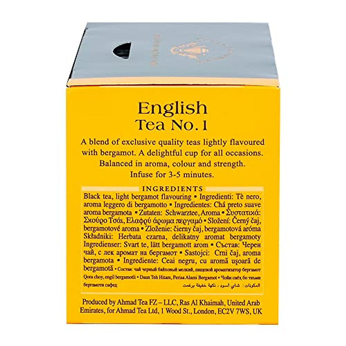 Ahmad Tea English Tea No.1 Teabags, Black Tea, 20 ct (Pack of 1) - Caffeinated & Sugar-Free