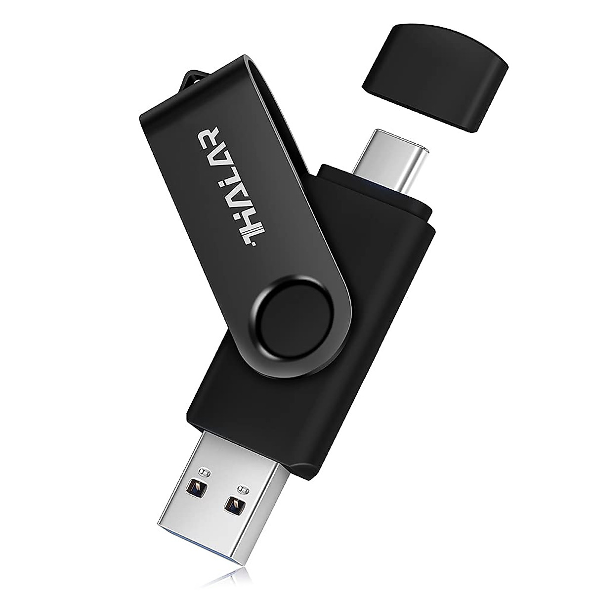 Thkailar 64GB Type C 3.1 USB Flash Drive-2 in 1 Thumb Drive with USB A and Type C Port-Compatible with Mac Pro/Laptops/PC Transfer Data(Black)