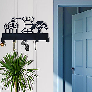 Pentacle Toys Welcome Disney Parks 5 Hook Metal Key Hangers - Mickey Key Holders - Disney World Key Hook Rack - Room Entrance Décor - Disney Land Room Décor Metal Hooks - Metal Wall Décor Gift