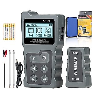 RJ45 Network Cable Tester, VXSCAN Multifunction Poe Ethernet Cable Tester Kit for CAT5e/CAT6/CAT6a, Network Cable Continuity Tester DC Power & Switch Loop-Back Test Poe Checker