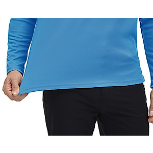 Rdruko Men's Outdoor Sport Performance Polo Long Sleeve Pullover with Pocket(Blue, US XL)