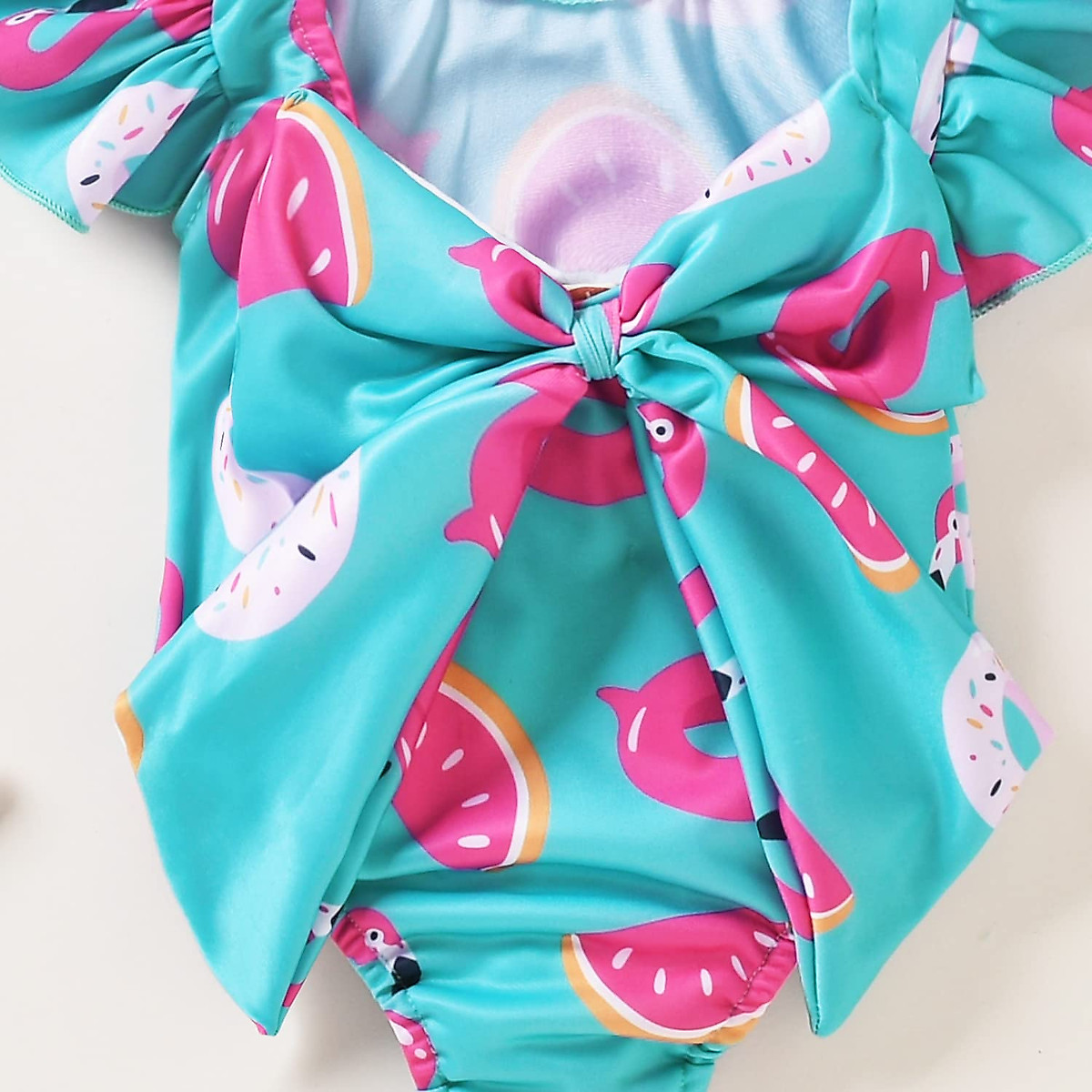 Toddler Baby Girl Flamingo Swimsuit Newborn Girls One Piece Ruffle Bathing Suit with Headband Summer Bikini Swimwear for Infant Girl(Flamingo,6-12 Months)