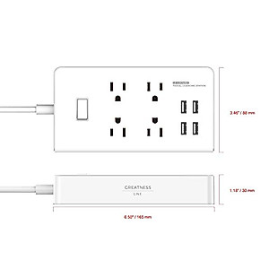 GR-8 Power Compact & Slim Travel Charging Station - International Power Adapter - Surge Protector - Power Strip with 4 Intelligent USB - Free Bonus Included