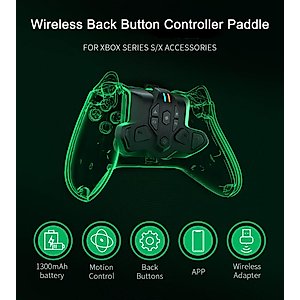 Armor-X Pro Upgrade Wireless Back Button Controller Paddle with 1300mA Battery for Xbox Series S/X Accessories, Support Somatosensory with Multi-Platform Adapter