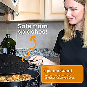Beckon Ware 13 inch Oven Safe Silicone Splatter Screen for Frying Pan, Black