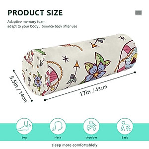 JUNZAN Lighthouse Ship Flowers Rope Arrows Anchor Long Bolster Pillow for Bed Neck Roll Pillow Support Outdoor Round Pillows for Legs Support Pillow Round Cushion Pillow