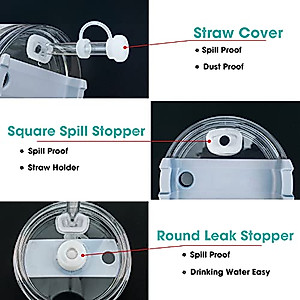 Silicone Spill Proof Stopper Set for Stanley H1.0 40oz 30oz Tumbler, Airboat Leak Proof Straws Topper Cover Cap Tumbler Accessories Compatible with Stanley Mug Cup