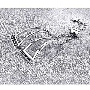 Secbolt Bands Compatible with Apple Watch Band 38mm 40mm 41mm iWatch Series 8/7/6/5/4/3/2/1/SE, Women Dressy Metal Jewelry Bracelet Bangle Wristband Stainless Steel, Silver