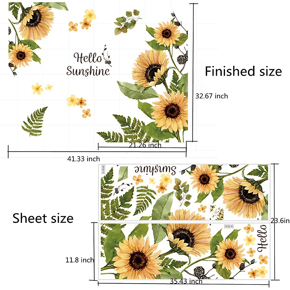 Sunflower Butterfly Wall Stickers Hello Sunshine Decals Garden Flower Wall Stickers Bedroom Living Room TV Wall Art Decor Home Decoration