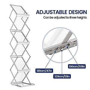 Nisorpa Literature Rack, Foldable Magazine Rack Office Racks & Displays Magazine Rack Catalog Brochure Display Stand Holder Catalog for Trade Show Exhibitions Office Retail Store, 3 height adjustable,