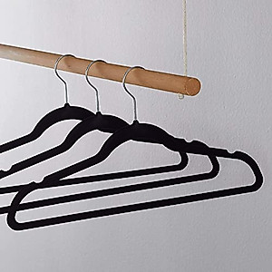 Quality First - Smartfinite Premium Velvet Hangers - Non Slip, Durable, Space Saving Hangers for Closet w/ 360 Degree Chrome Swivel Hook - Coat Hanger- 50 Pack(Black)