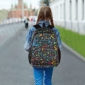 ZENWAWA Math Science Kids Backpack Large Capacity Student School Backpack Purse with Multiple Pockets Laptop Compartment Reflective Strip 12.6×6.7×17.7 inch