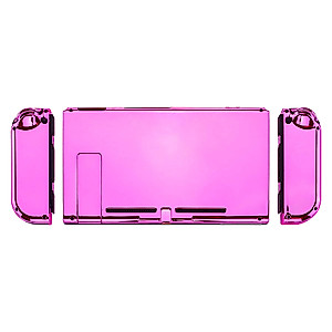 eXtremeRate DIY Replacement Shell Buttons for Nintendo Switch, Back Plate for Switch Console, Housing with Full Set Buttons for Joycon Handheld Controller - Chrome Pink [No Electronics Parts]