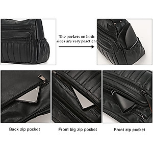 Alovhad Fashion PU Leather Crossbody Bag For Women Shoulder Bag Large Capacity Designer Casual Hobo Tote Bag (Black)