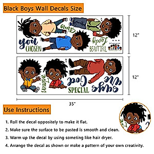 Yovkky Black Boys God Says You are Inspirational Wall Decals Stickers, Religious African American Positive Nursery Decor, Home Baby Kids Room Decorations Motivational Afro Bedroom Playroom Art Gift