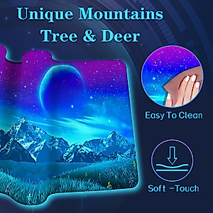 UJoowalk Gaming Mouse Pad, Large Mouse Pad, Keyboard and Mouse Pad, XL Mousepad, 31.5 x 11.8¡¯¡¯, Non-Slip Base Stitched Edge for Home Office Gaming Work, Galaxy Print Forest Moon Deer