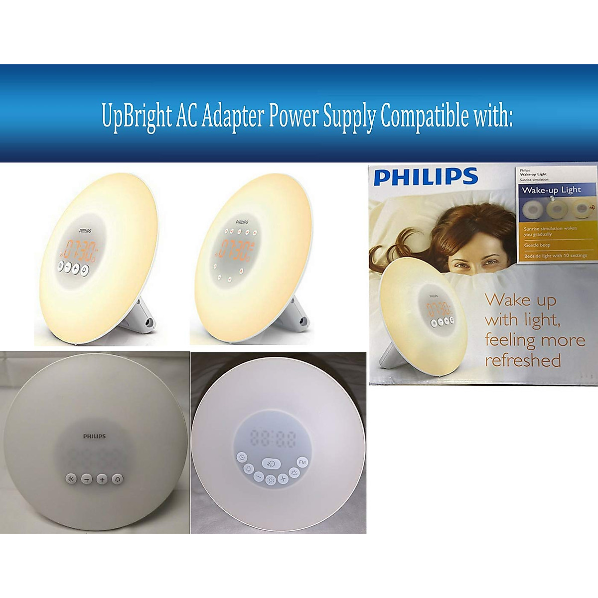 UpBright 15V AC/DC Adapter Compatible with Philips Wake-up Light HF3500 HF3500/60 HF3505 /60 HF3506 /05 HF3506/06 HF3506/65 66 HF3500/01 Sunrise Simulation Alarm Clock HQ8505 15VDC 5.4W Power Supply