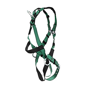MSA 10197216 V-Form Full Body Safety Harness - Extra Large, D-Ring Configuration: Back/Hip, Tongue Buckle Leg Straps, Color: Green, Full Body Harness, Durable